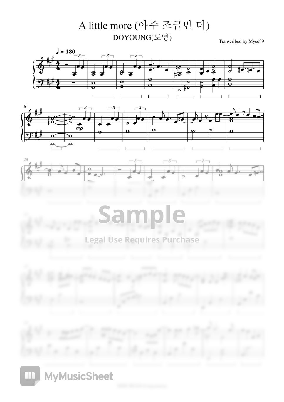 DOYOUNG (도영) - A little more (아주 조금만 더) Sheet by Myee89