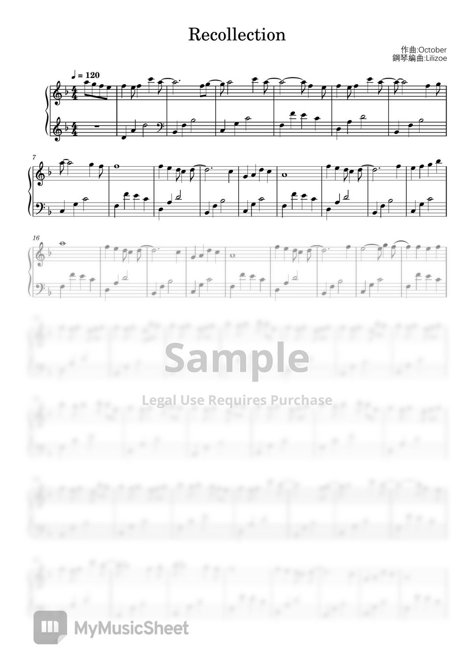 OCTOBER - Recollection Sheets by Lilizoe