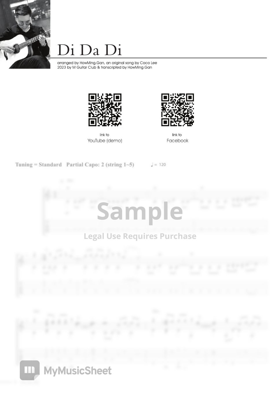 Coco Lee Li Wen - Di Da Di (Fingerstyle) TAB+1 Staff by HowMing