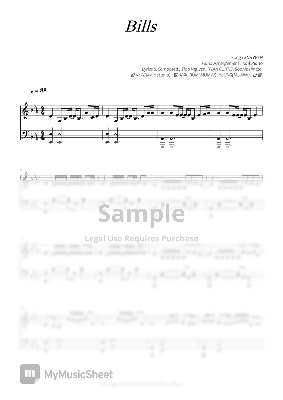 ENHYPEN - Bills (Piano) Partitura by Kail Piano