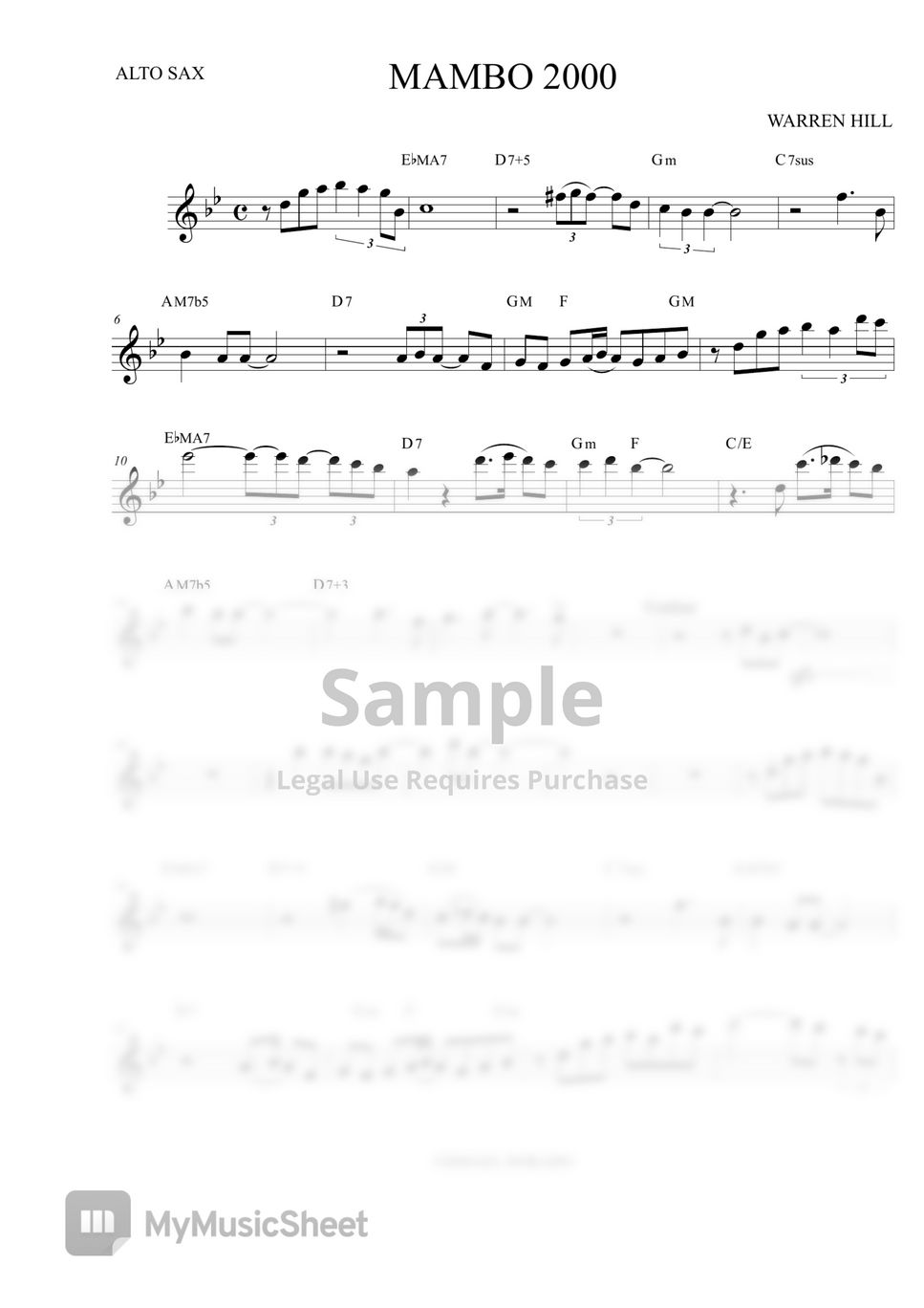 Mambo 2000 - Warren Hill (Alto Sax) Partitura by Ismael Dorado