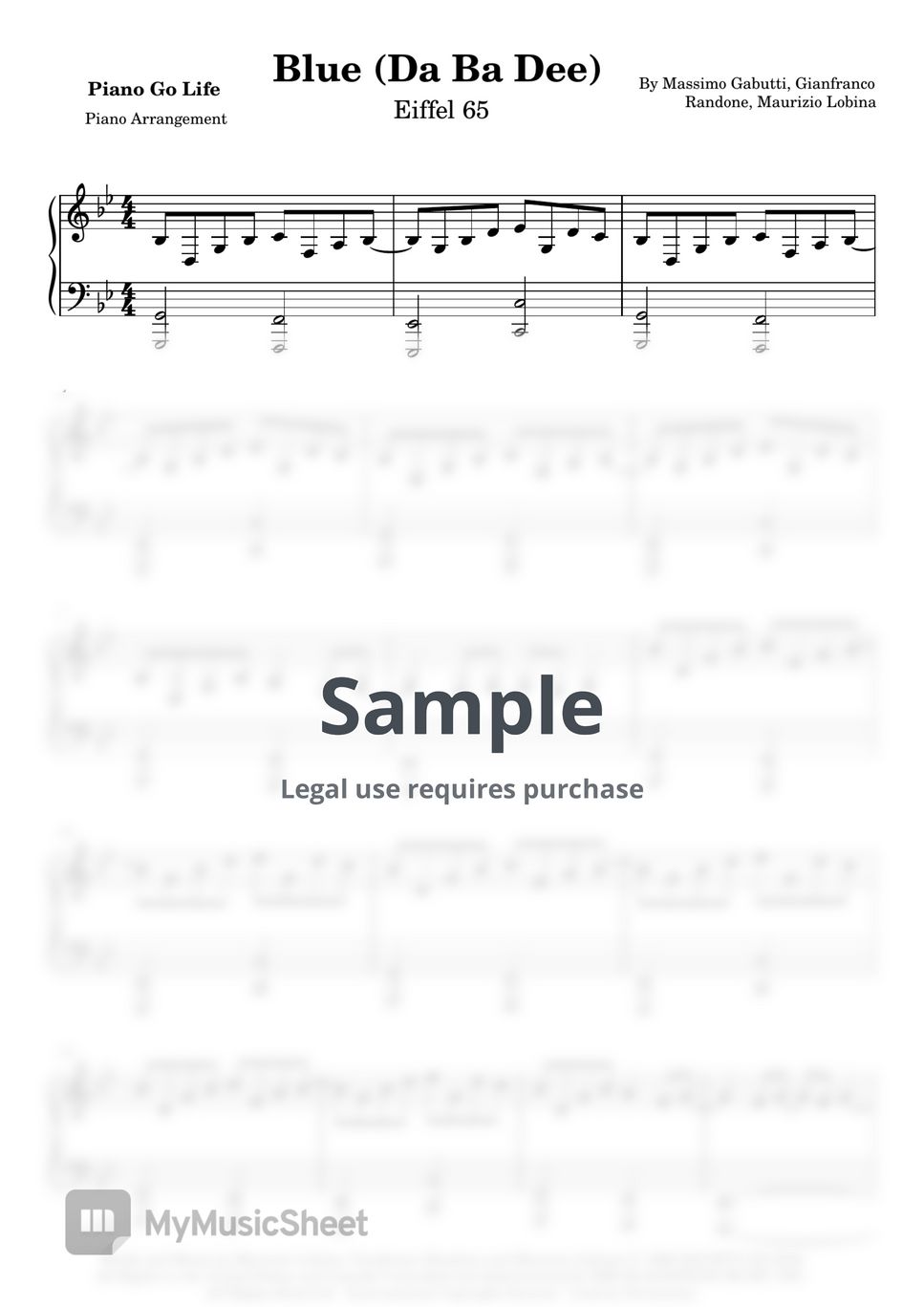 Eiffel 65 - Blue (Da Ba Dee) Sheet Music by Piano Go Life