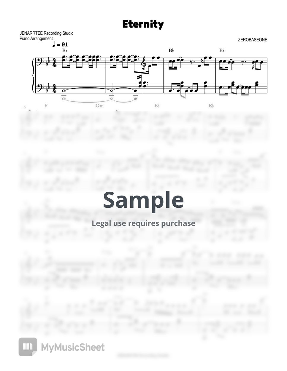 ZEROBASEONE - Eternity Sheets by JENARRTEE Recording Studio