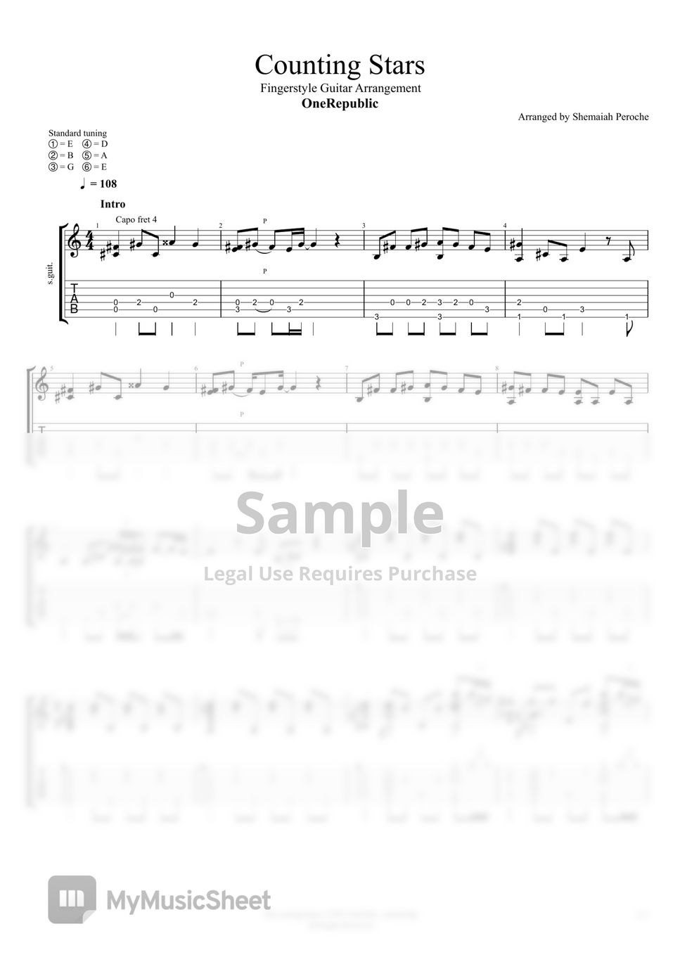 OneRepublic - Counting Stars Hoja by Shemaiah Perochre