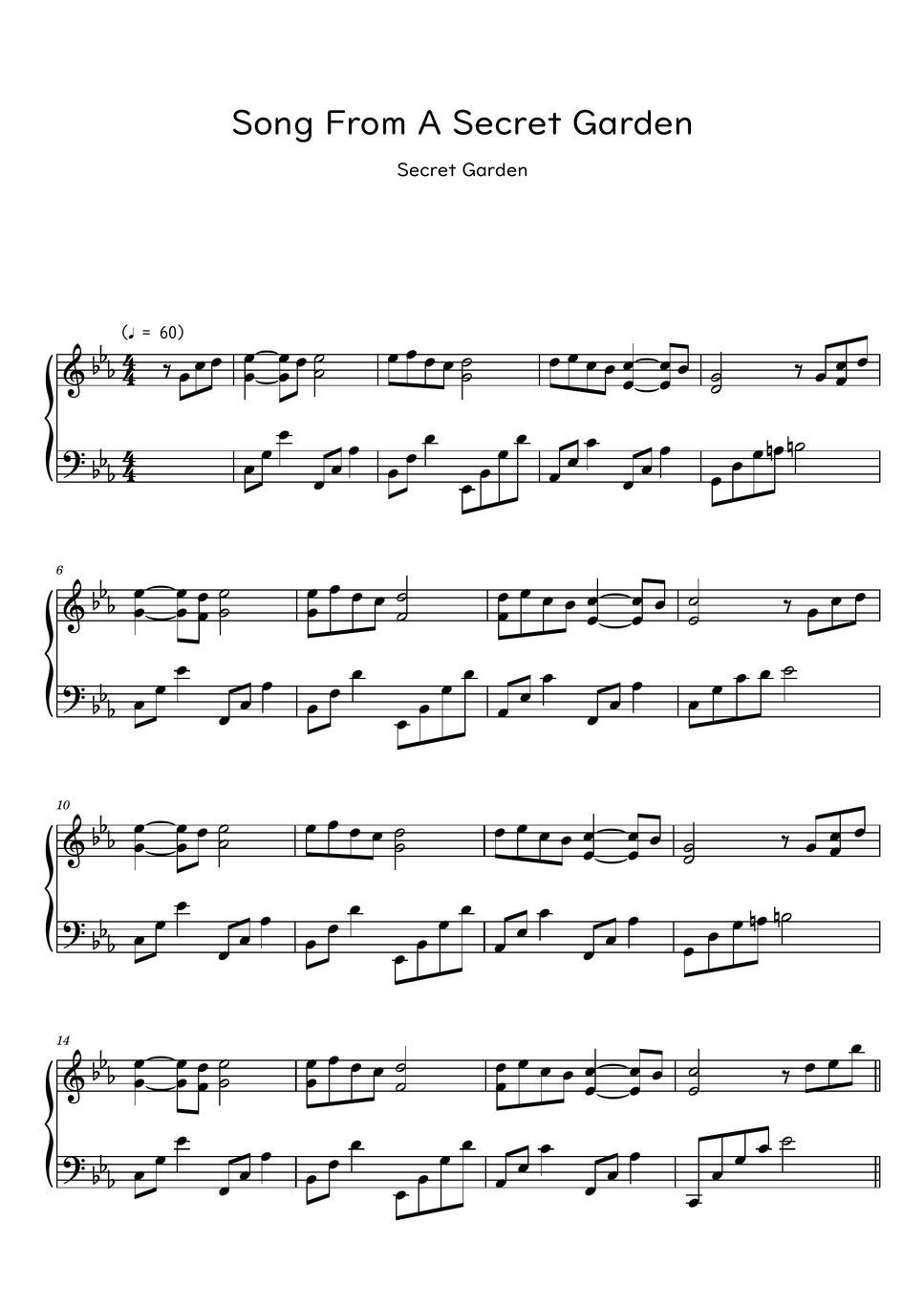 Secret Garden - Song From A Secret Garden (Sheet Music, MIDI,) Nuty by Roxette