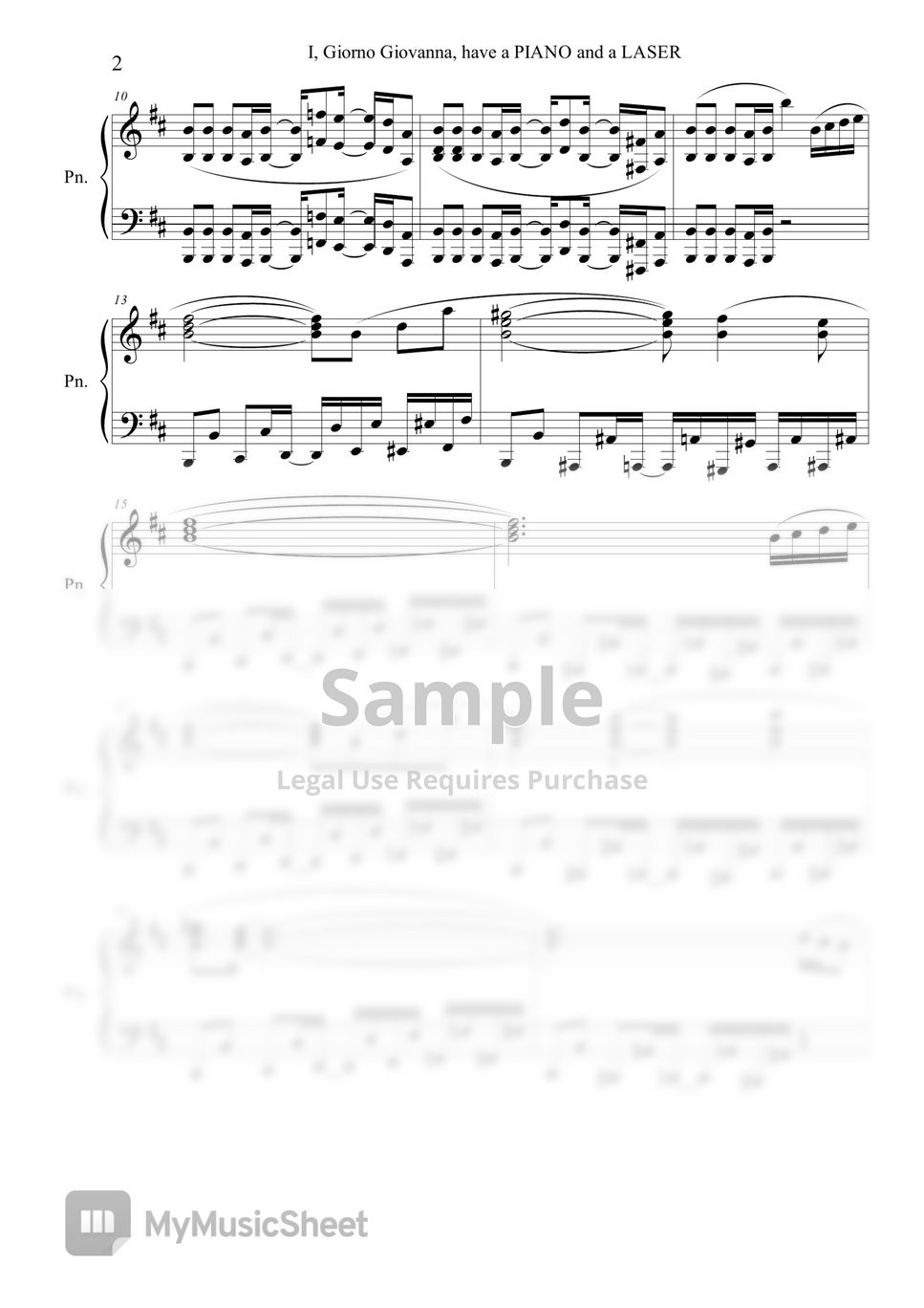 PACIL - I, Giorno Giovanna, have a PIANO and a LASER (Sheet Music) Sheet