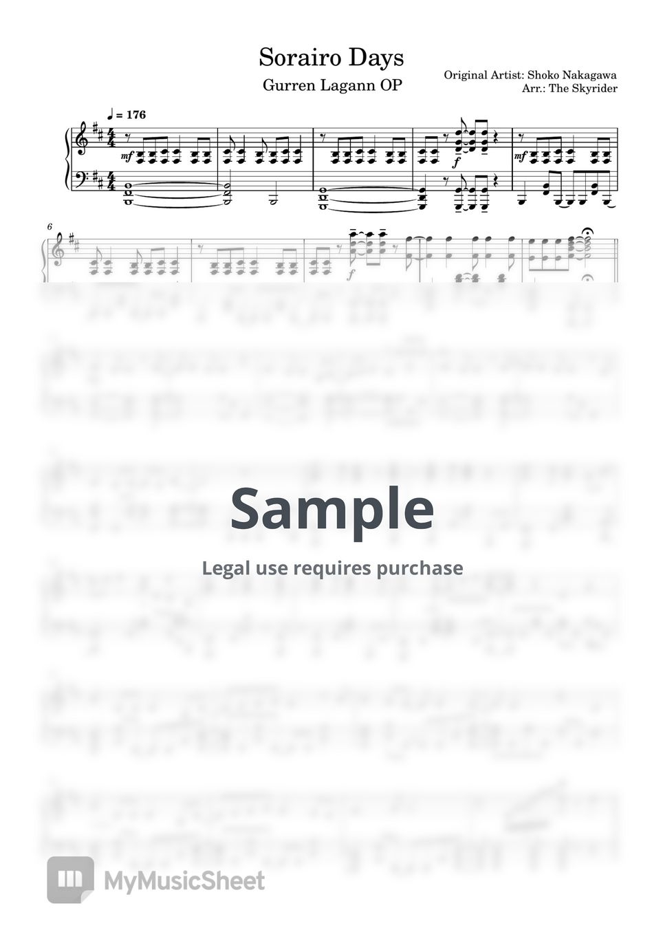 Shoko Nakagawa - Sorairo Days - Gurren Lagann OP Lembar Musik by The ...