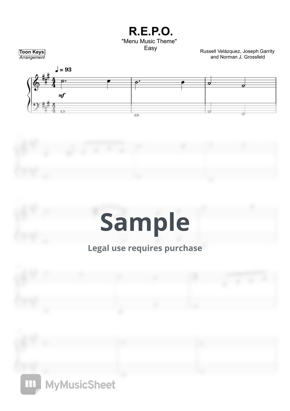R.E.P.O. - R.E.P.O. Menu Music Theme Sheet Music by Toon Keys