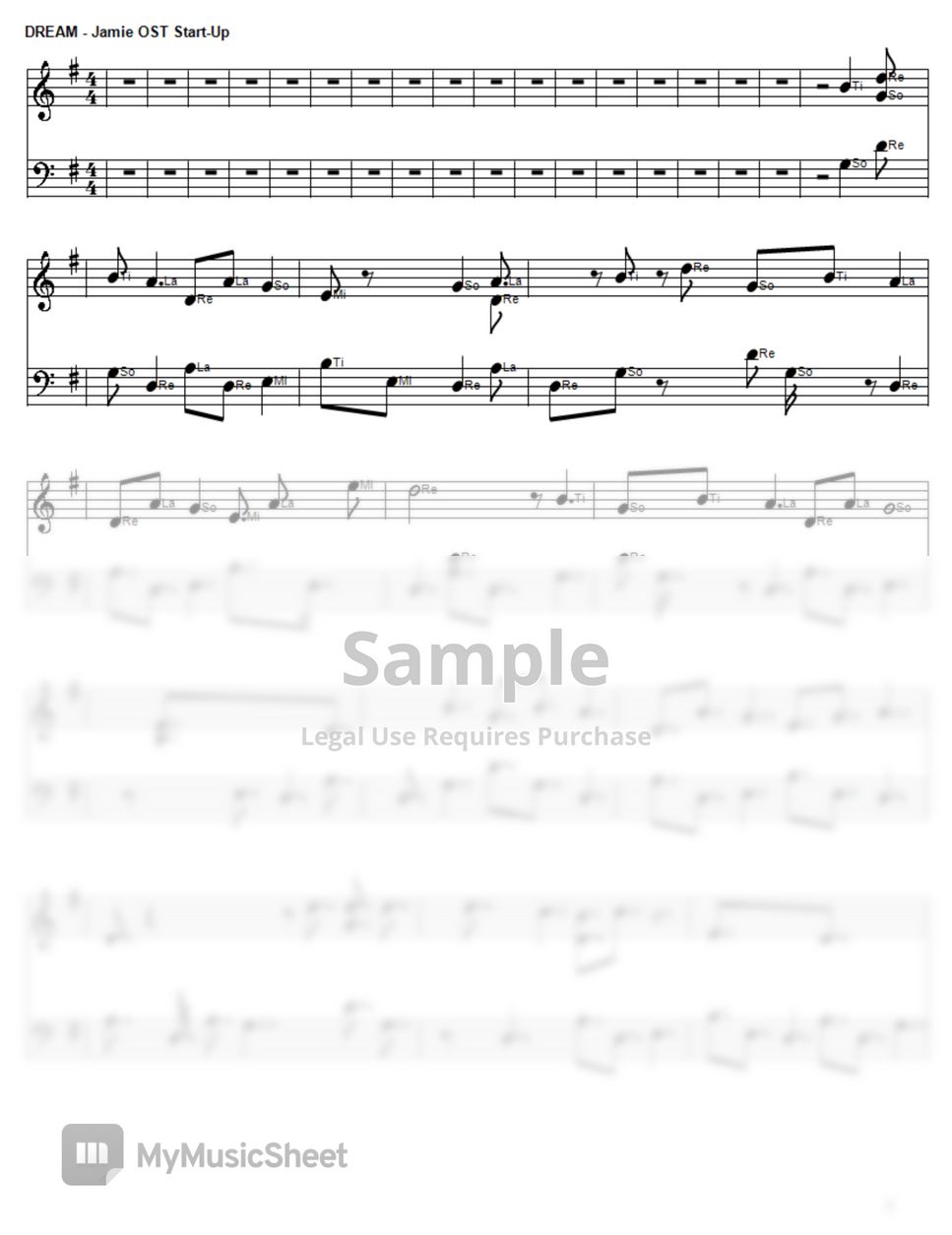 Jamie 제이미 - DREAM 상상한 꿈 (OST Start-Up 스타트) Sheets