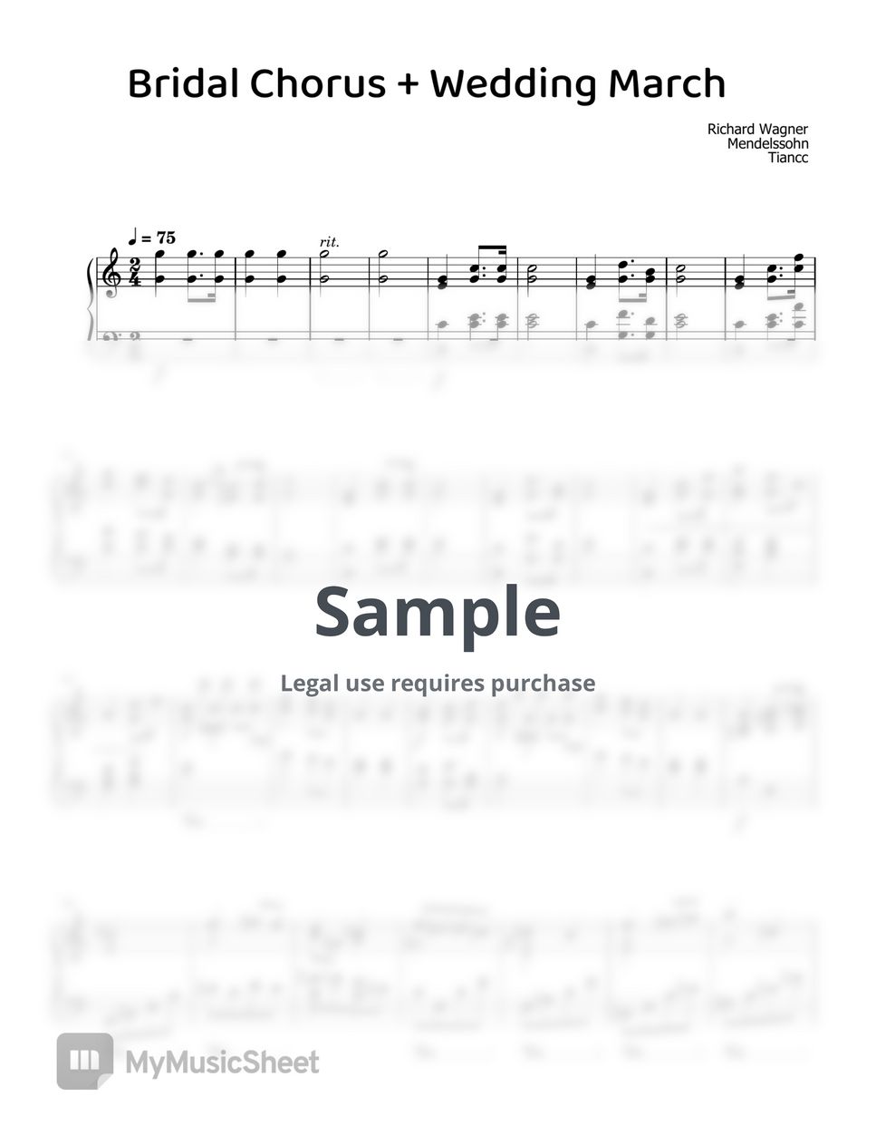 Richard Wagner Wedding March Here Comes The Bride Sheets By Tiancc