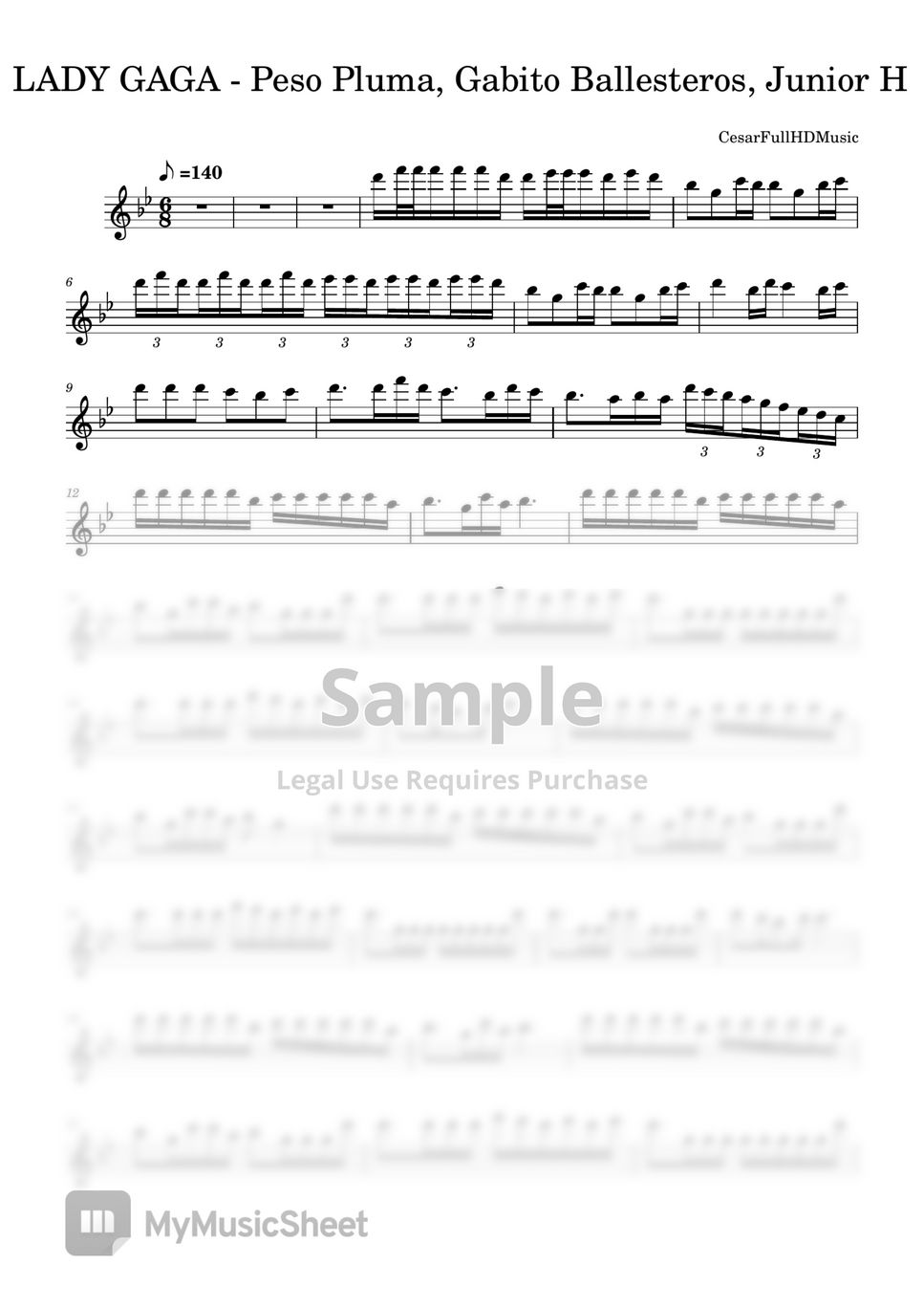 Peso Pluma, Gabito Ballesteros, Junior H - LADY GAGA Spartito