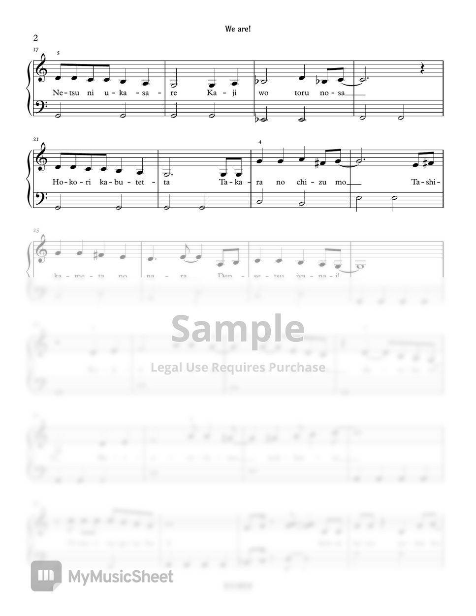 Hiroshi Kitadani - We Are! (One Piece) Sheet Music by PianoSSam