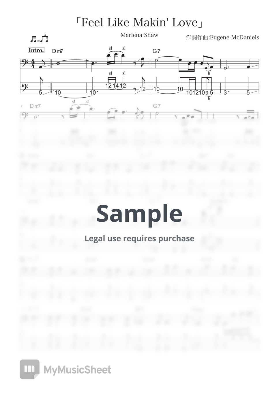 Marlena Shaw - Feel Like Makin' Love (ベース譜/TAB譜あり) Sheets by きどりん