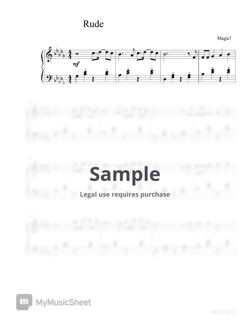 MAGIC! - Rude (MAGIC!) Sheets by Yilun