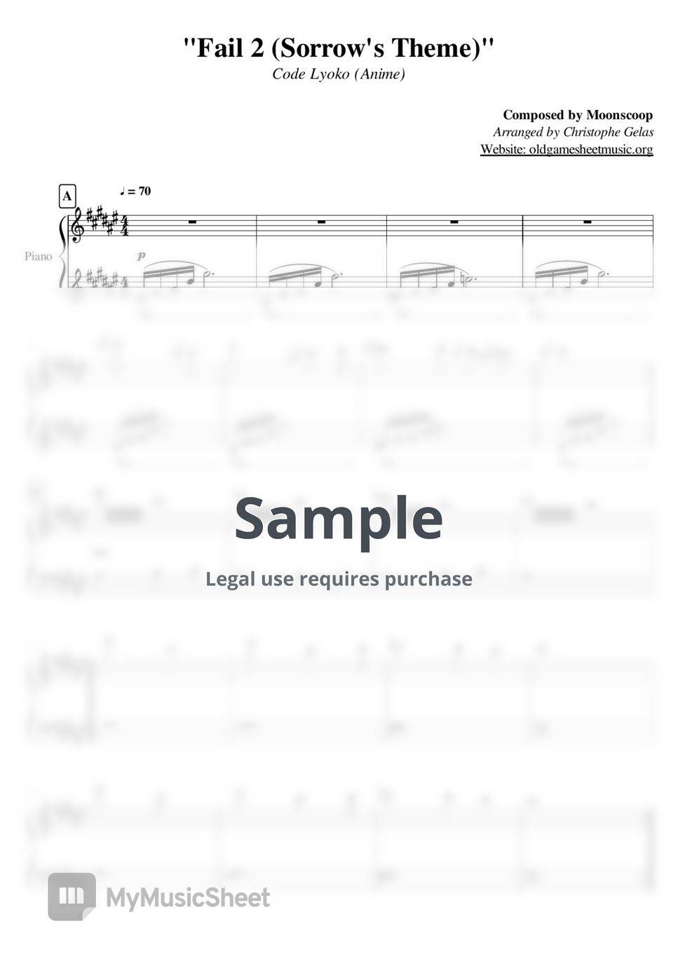 Moonscoop - Fail 2 (Sorrow's Theme) Sheets by Christophe Gelas