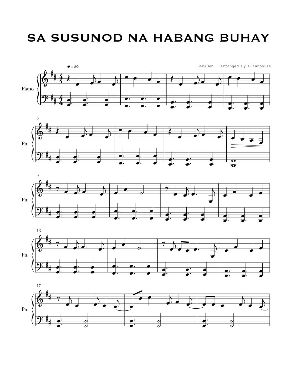 Ben & Ben - Sa Susunod Na Habang Buhay (Easy Version) Sheets by PHianonize