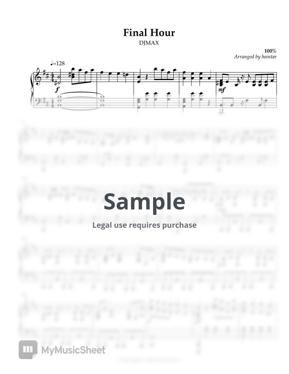 DJMAX - Final Hour (Pure 100%) 악보 by heostar