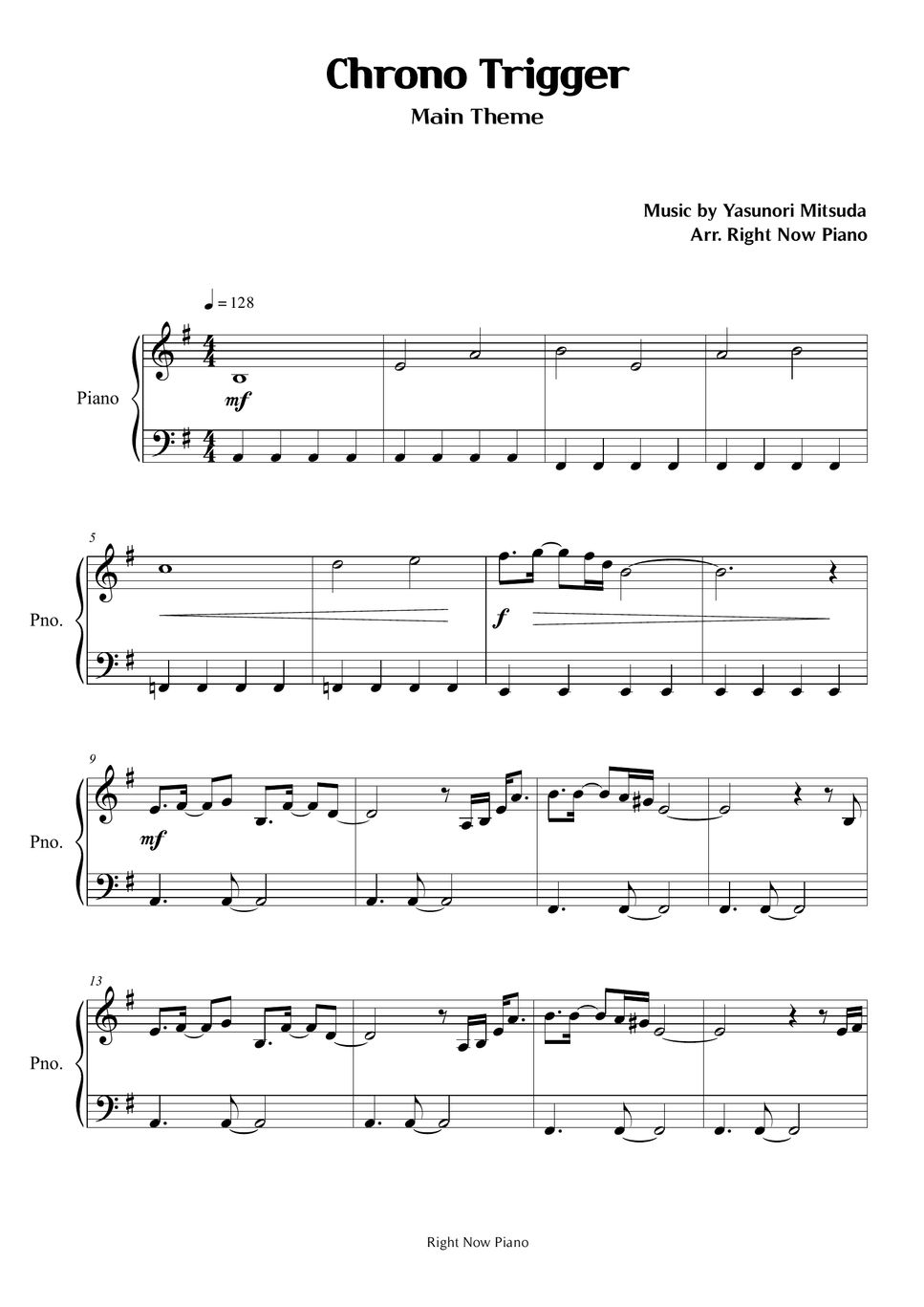 Chrono Trigger - Main Theme Sheets by Right Now Piano