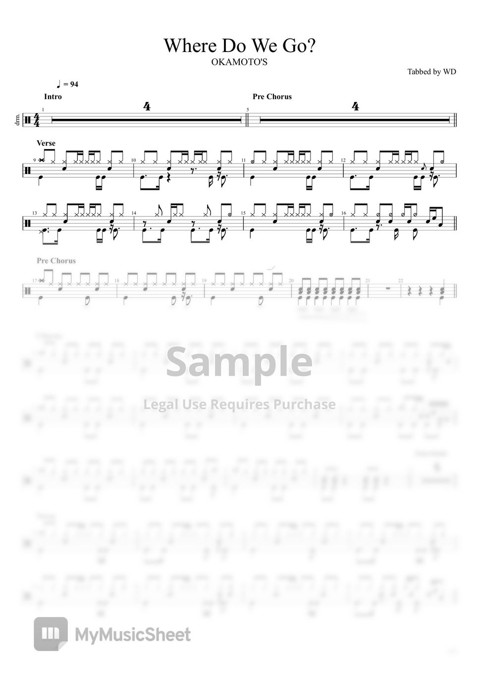 OKAMOTO'S - Where Do We Go? 《Dr.STONE 新石紀 NEW WORLD》EDテーマ 曲谱 by 劉宗瑋 WD