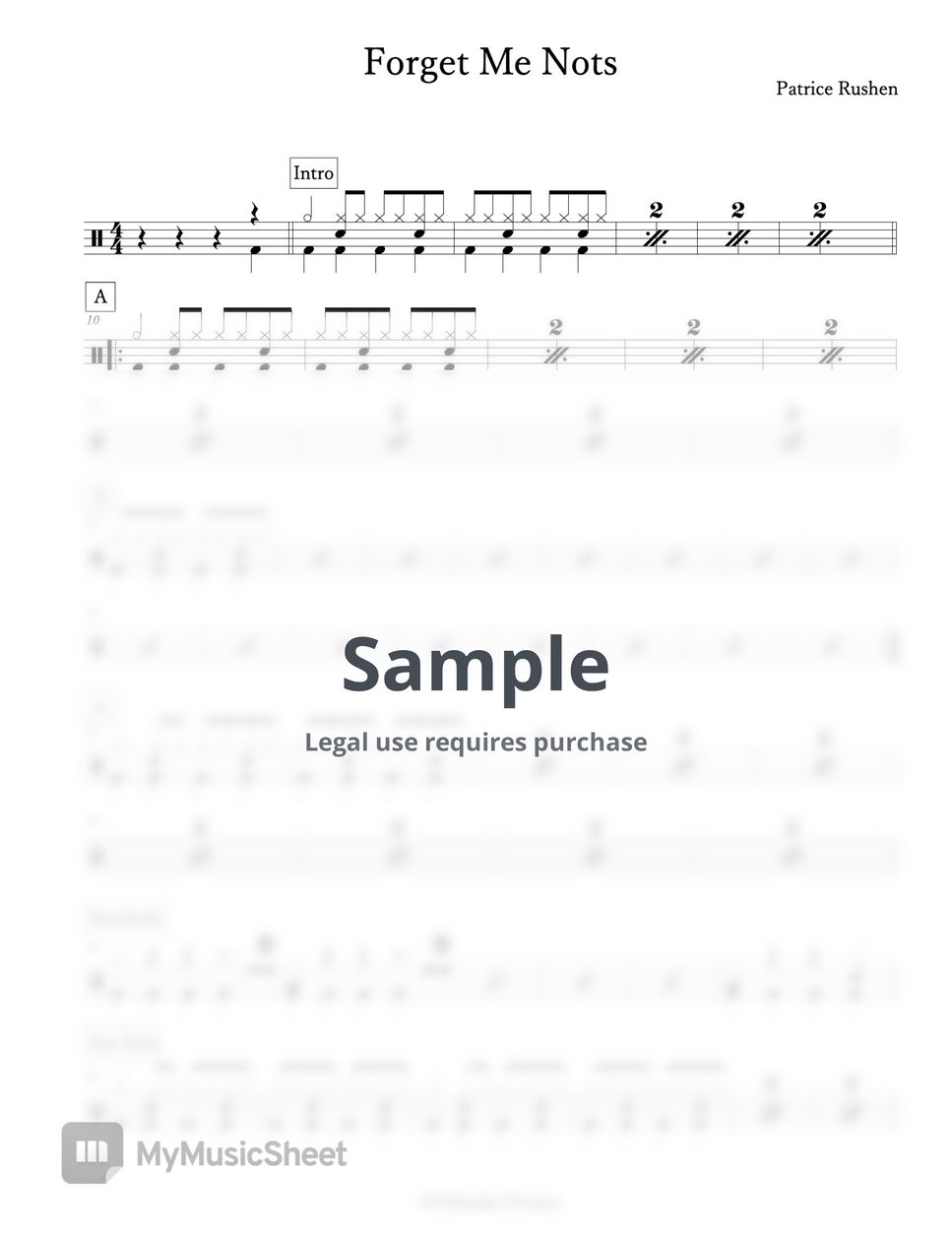 Patrice Rushen - Forget Me Nots Sheets by Arkadia Drums