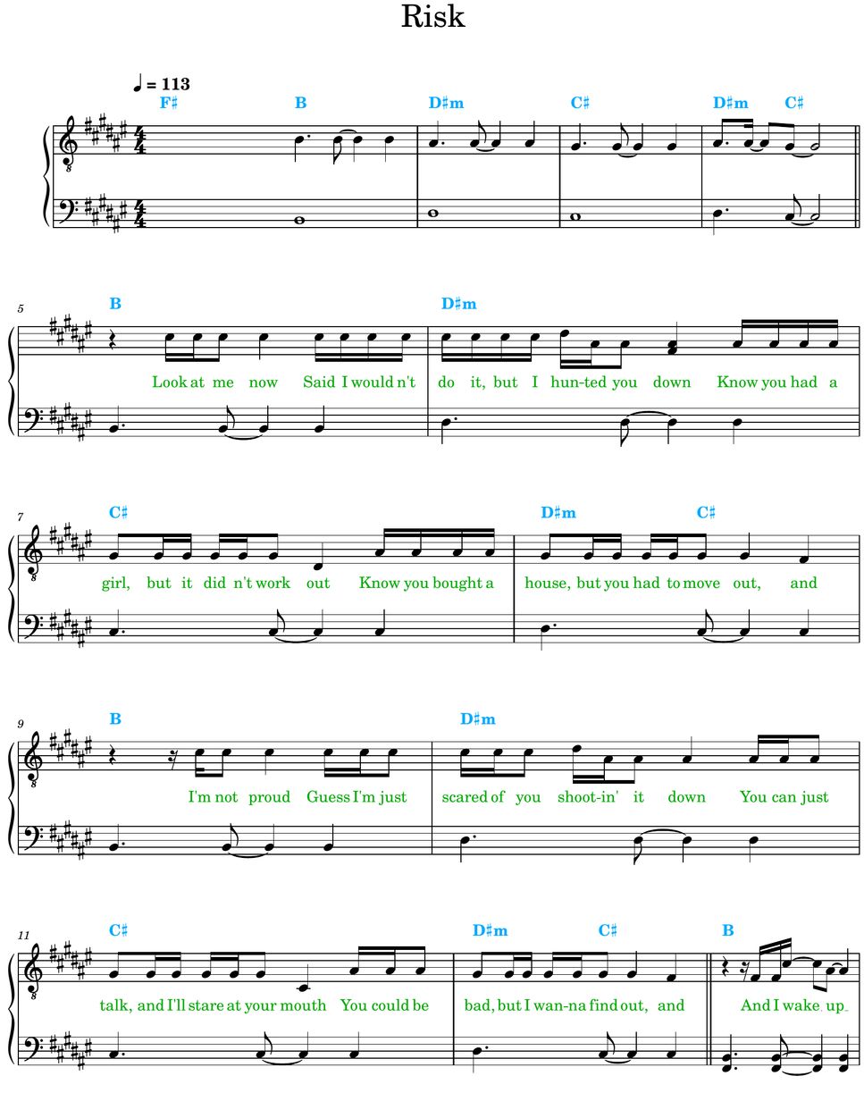 Gracie Abrams - Risk Sheet Music by Rita B