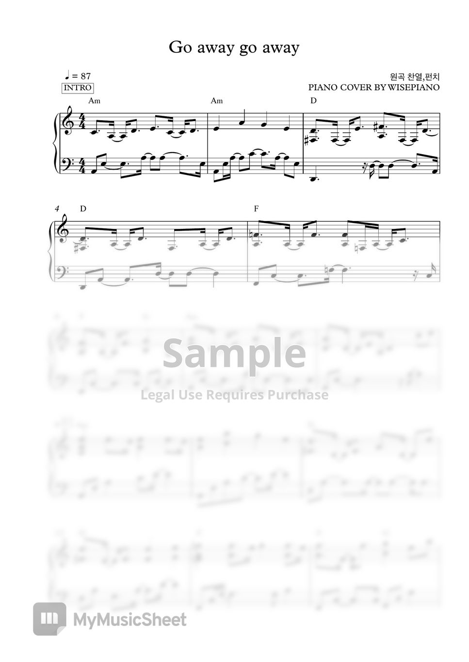 CHANYEOL,PUNCH - Go away Go away (OST) Sheet Music by WISEPIANO