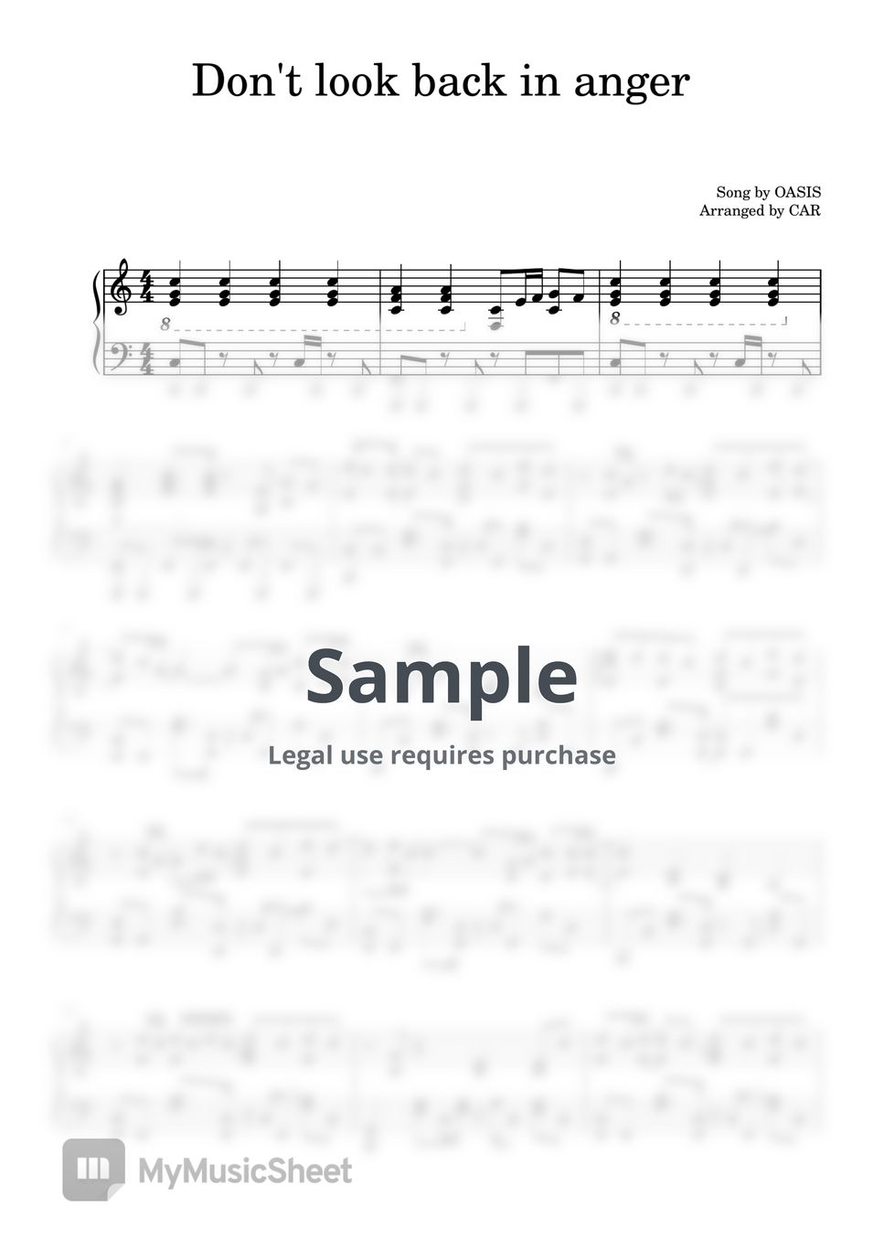 Oasis - Don't look back in anger Sheets by CAR