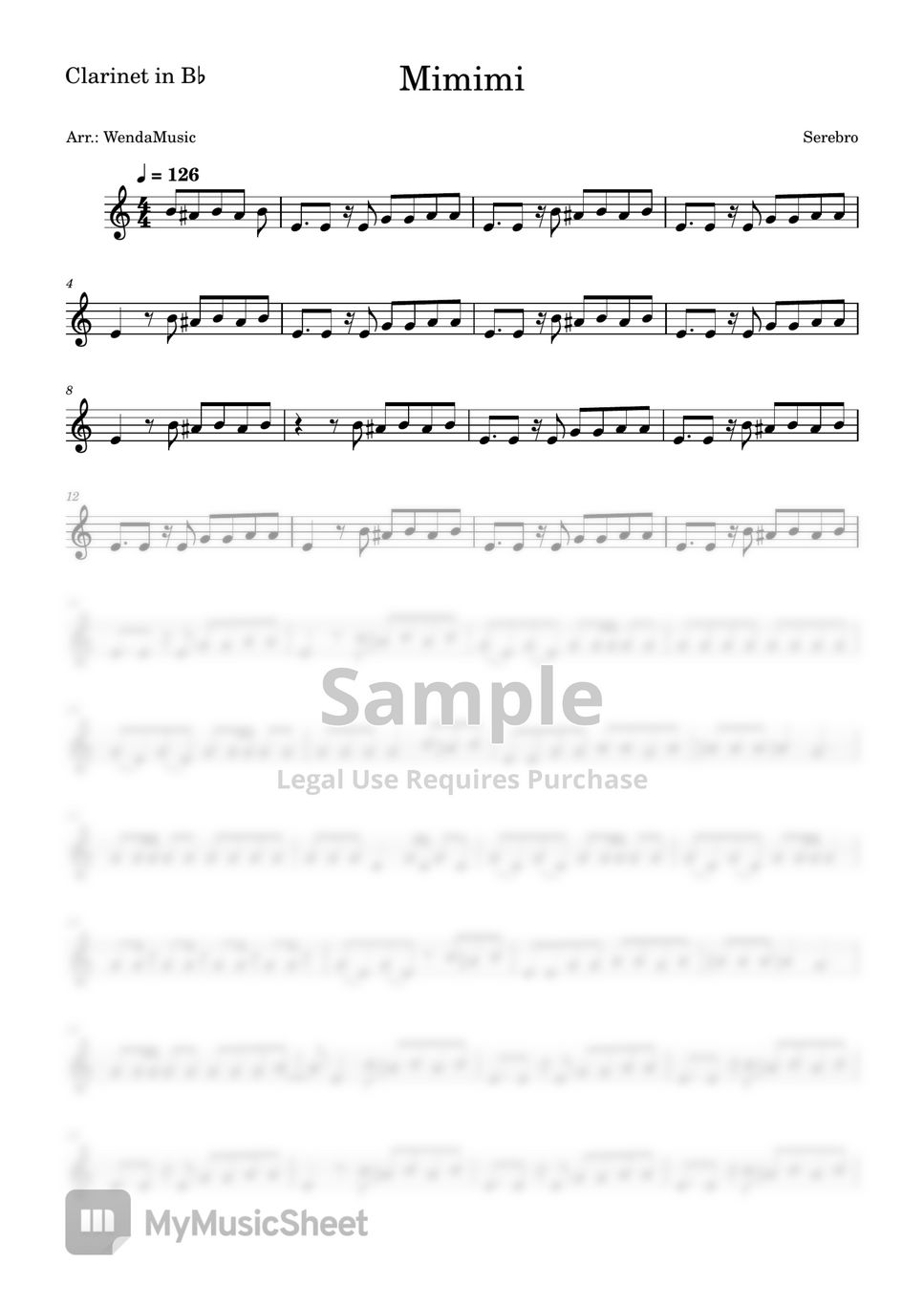 Serebro - Mimimi (Clarinet in Bb) Sheet Music by WendaMusic