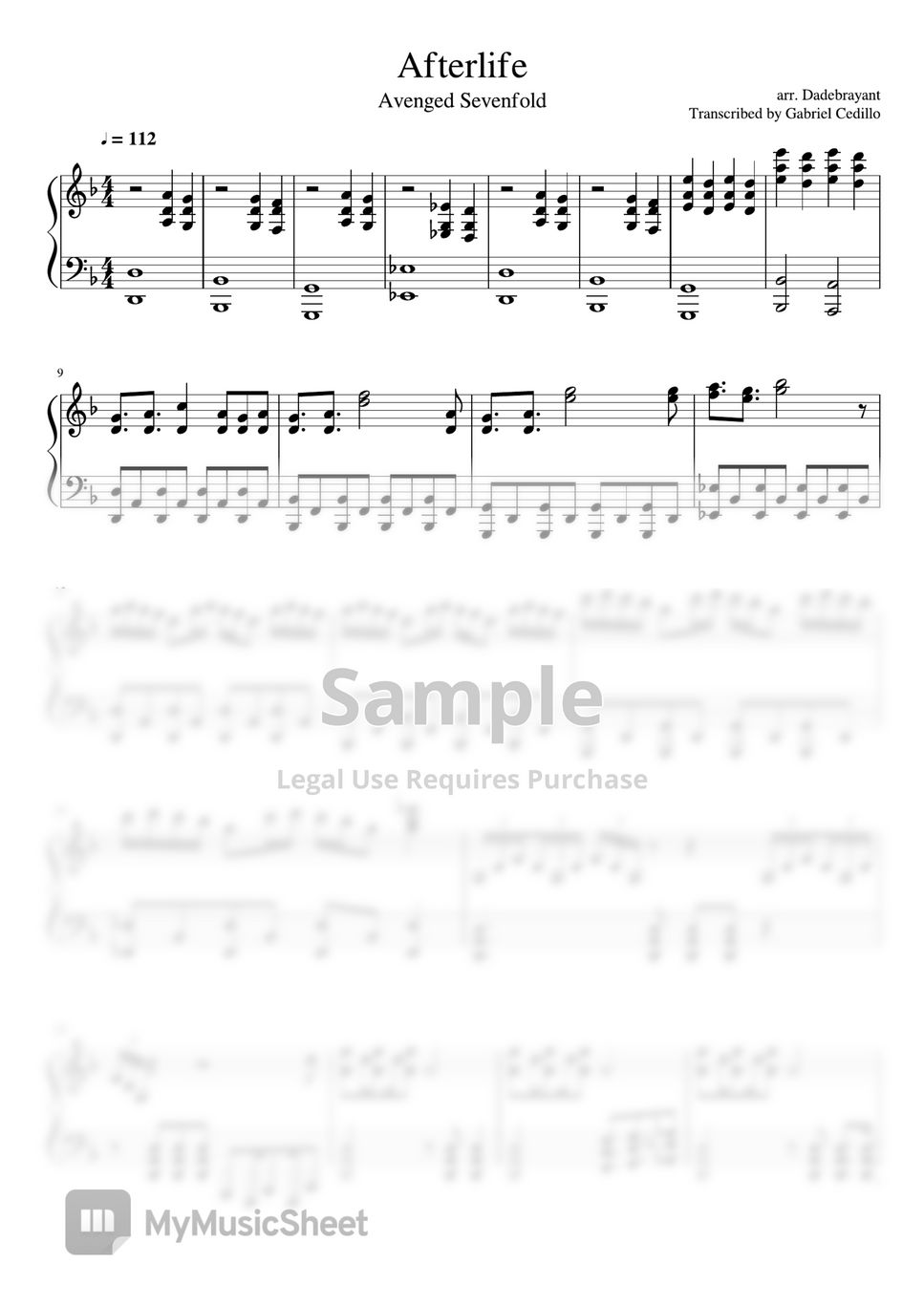 Avenged Sevenfold - Afterlife Sheet by Dadebrayant