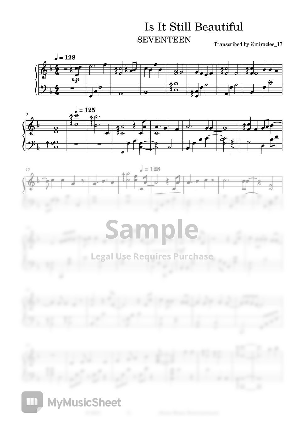 세븐틴 SEVENTEEN - 여전히 아름다운지 Is It Still Beautiful Sheets by @miracles_17