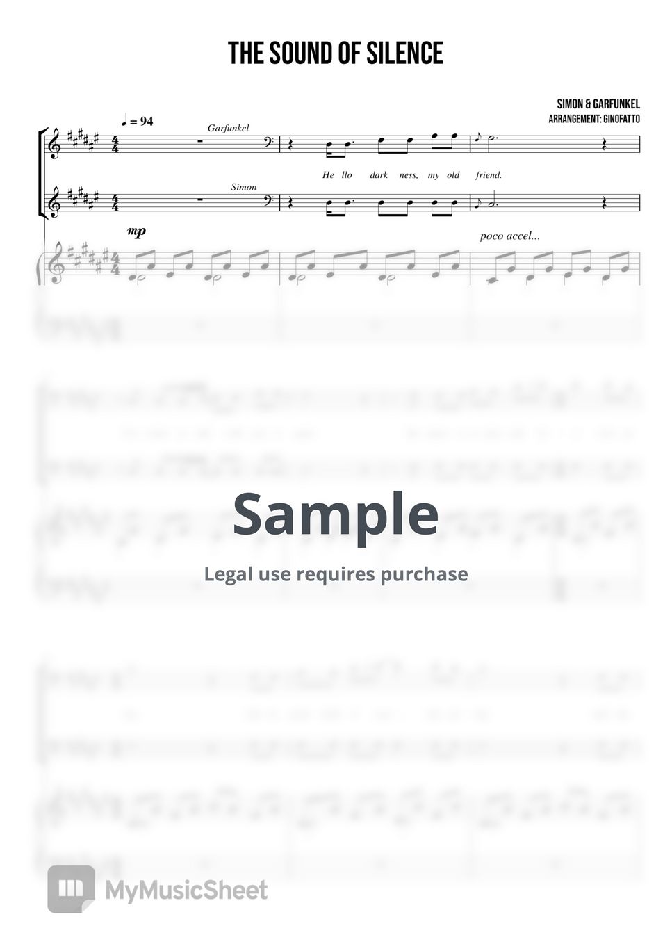 Simon & Garfunkel - The sound of silence Sheets by ginofatto