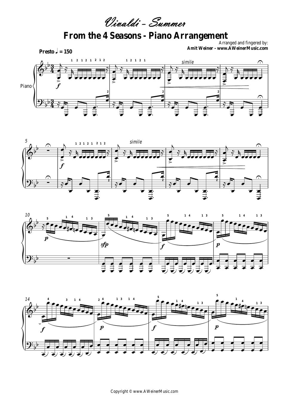 Vivaldi - Four Seasons - Summer 3rd Movement Hoja by Amit Weiner