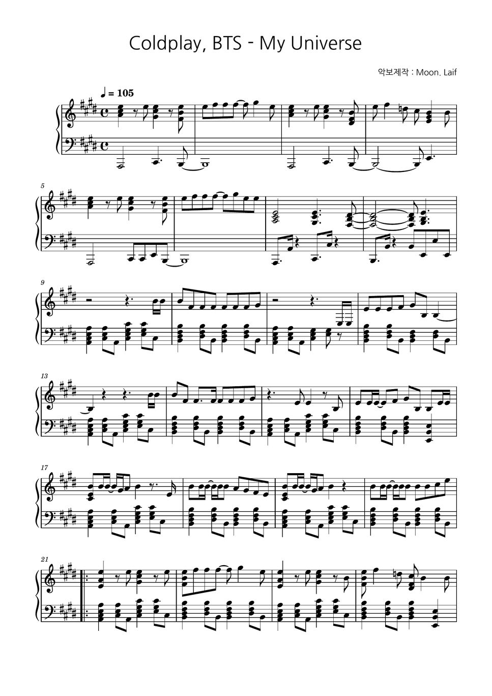 Coldplay, BTS - My Universe Sheets by Moon. Laif