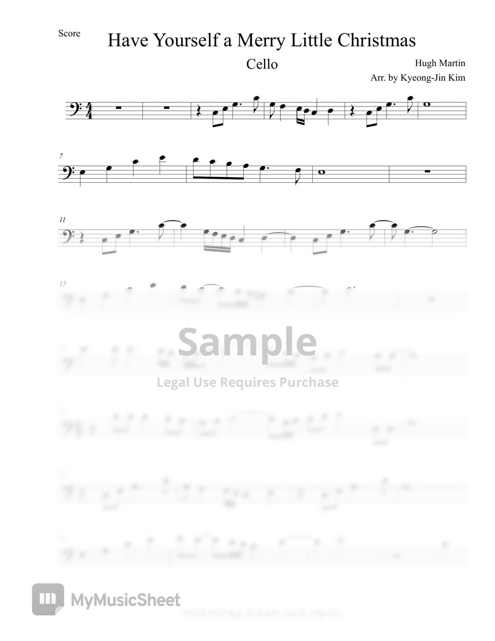 Hugh Martin - Have Yourself A Merry Little Christmas (Cello) Лист by Pianist Jin