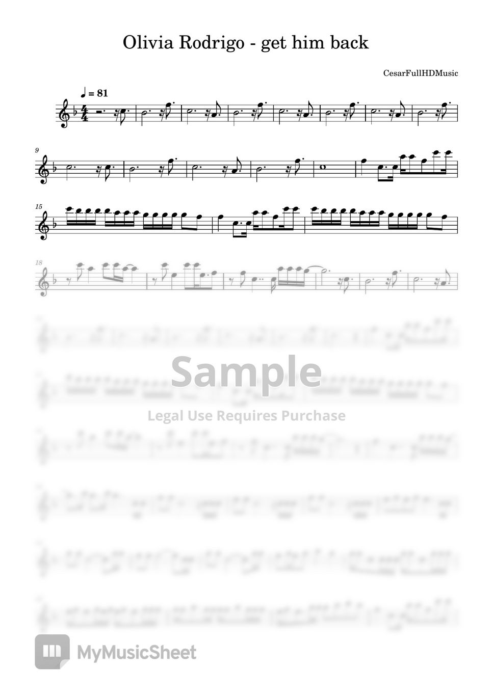 Olivia Rodrigo - get him back Bladmuziek