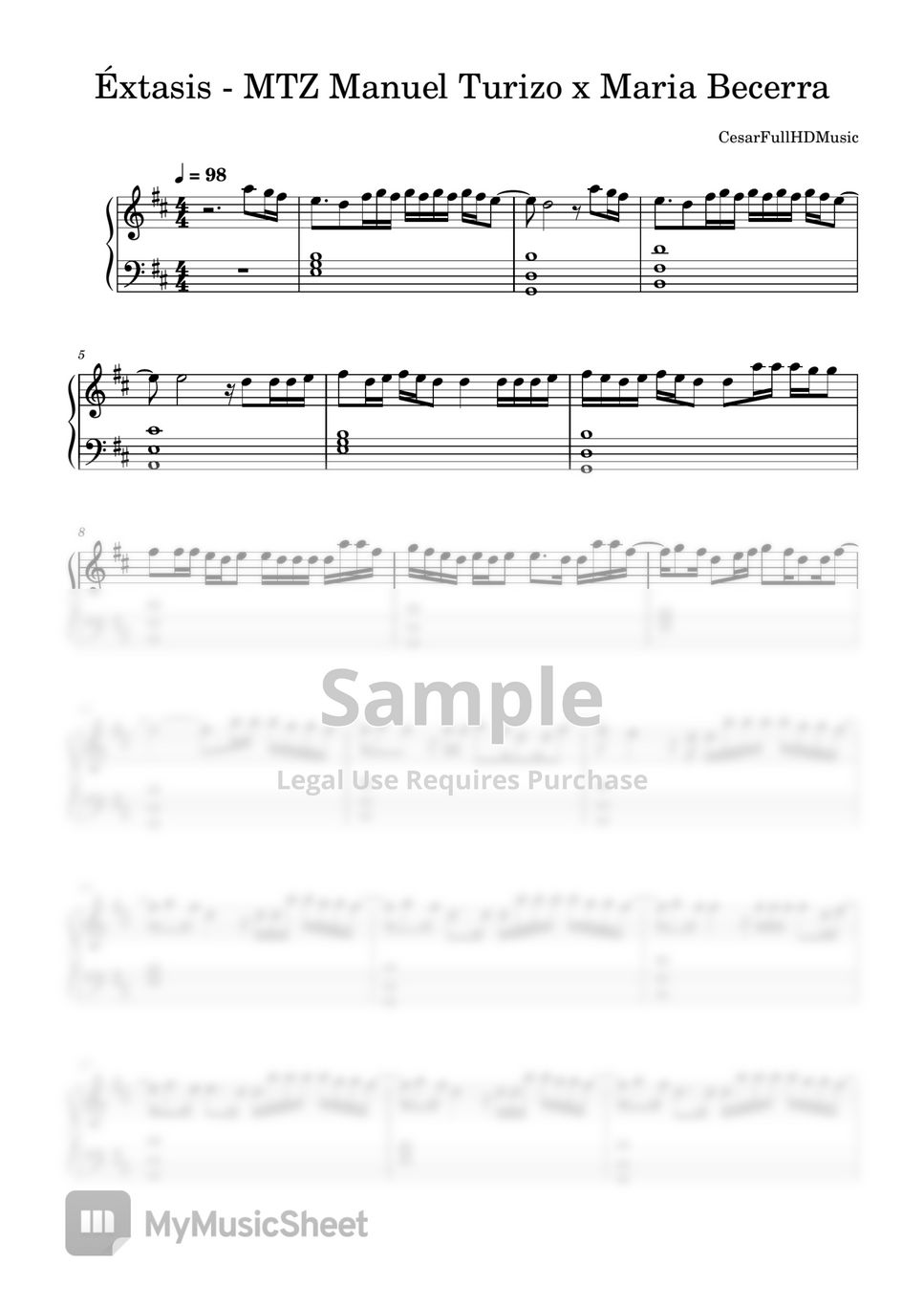 Manuel Turizo x Maria Becerra - Éxtasis Sheet Music