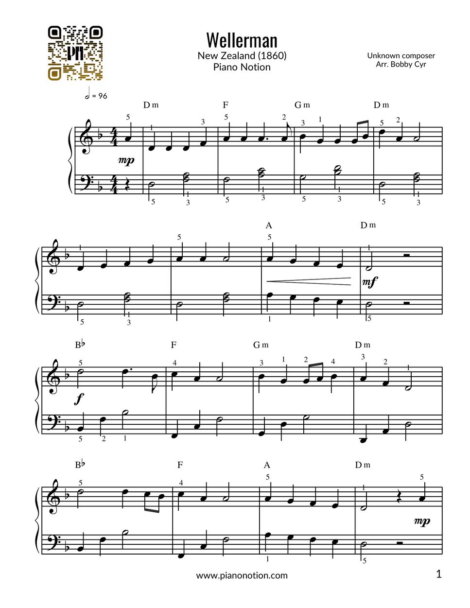 Nathan Evans - Wellerman (Easy Piano) Sheets by Piano Notion