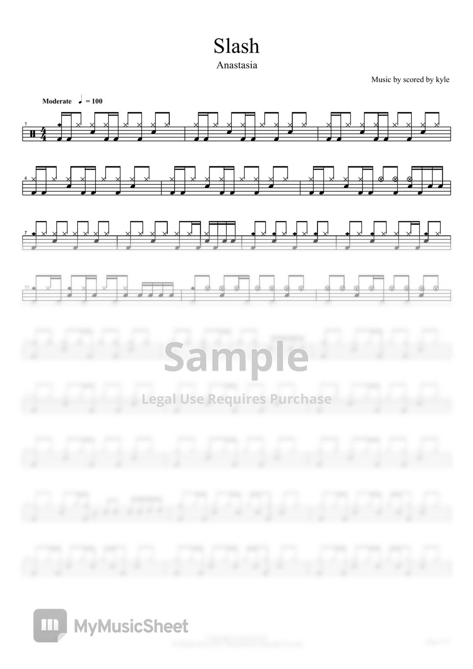 Slash - Anastasia Sheet Music by kyle yeung