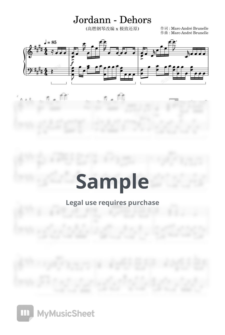 Jordann - Dehors 악보 by wyn