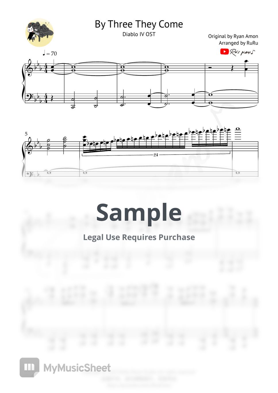 Diablo IV Theme - By Three They Come 악보 by Ru's Piano