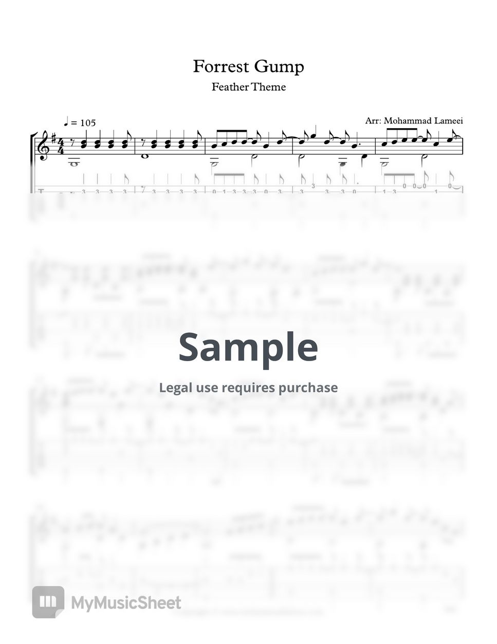 Alan Silvestri - Forrest Gump Feather Theme TAB+1 Staff by Mohammad Lameei