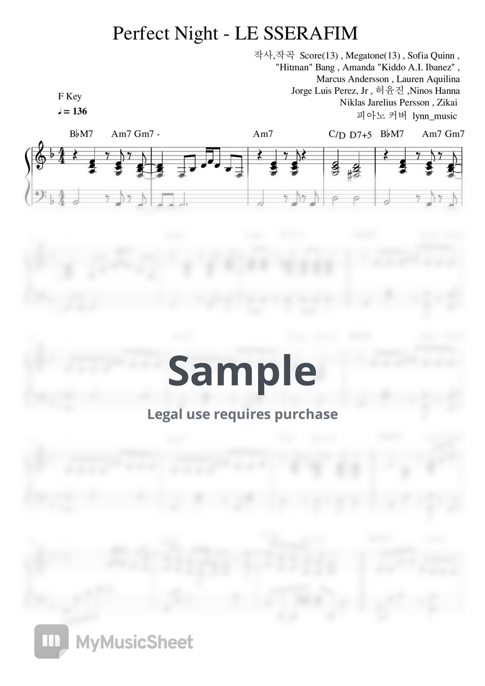 LE SSRAFIM(르세라핌) - Perfect Night(퍼펙트 나이트) Lembar Musik by lynn_music