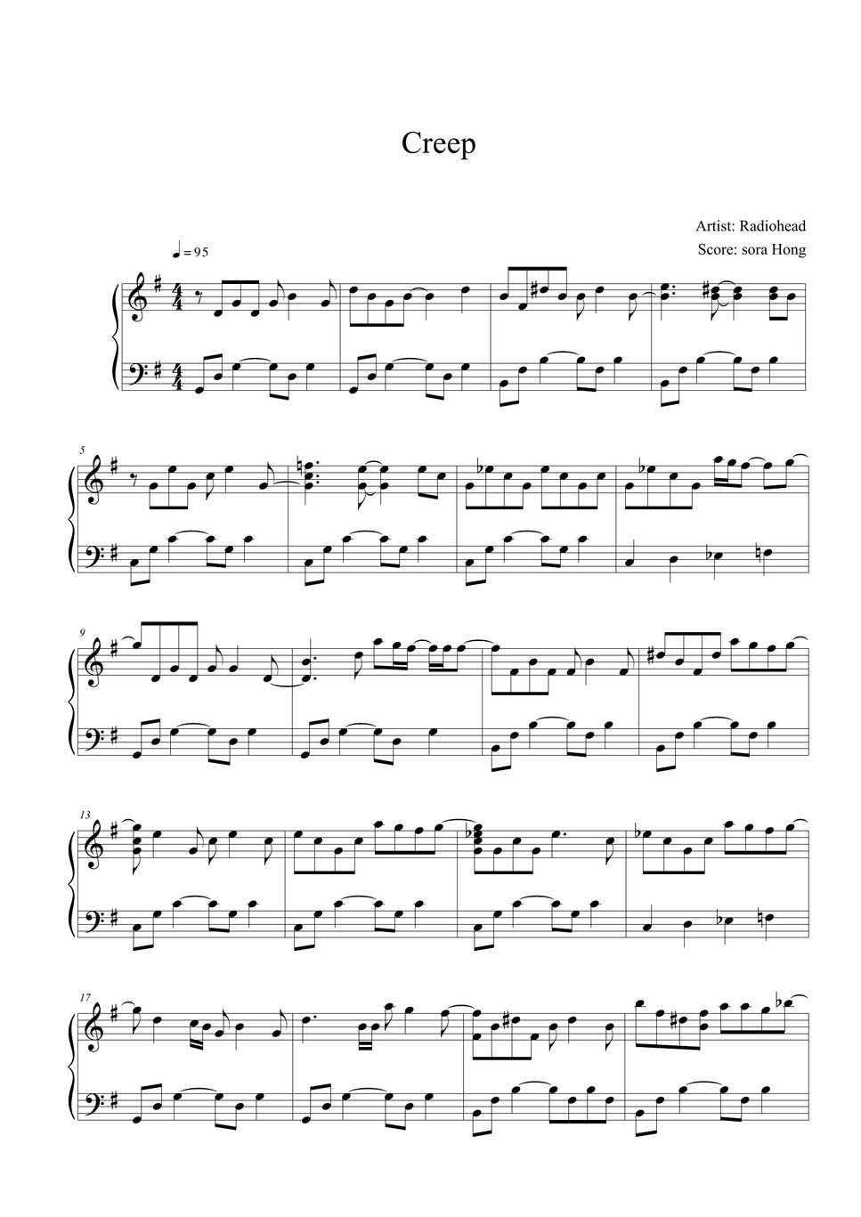 Radiohead - Creep Sheets by sora Hong