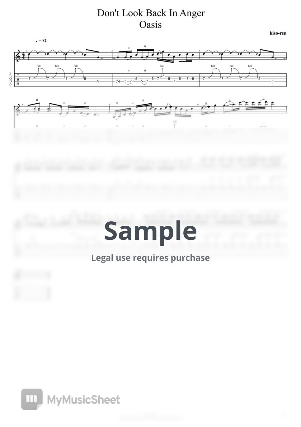 Oasis / オアシス - Don’t Look Back In Anger Guitar Solo TAB - Oasisオアシス ギターソロ練習【Guitar Picking Vol ...