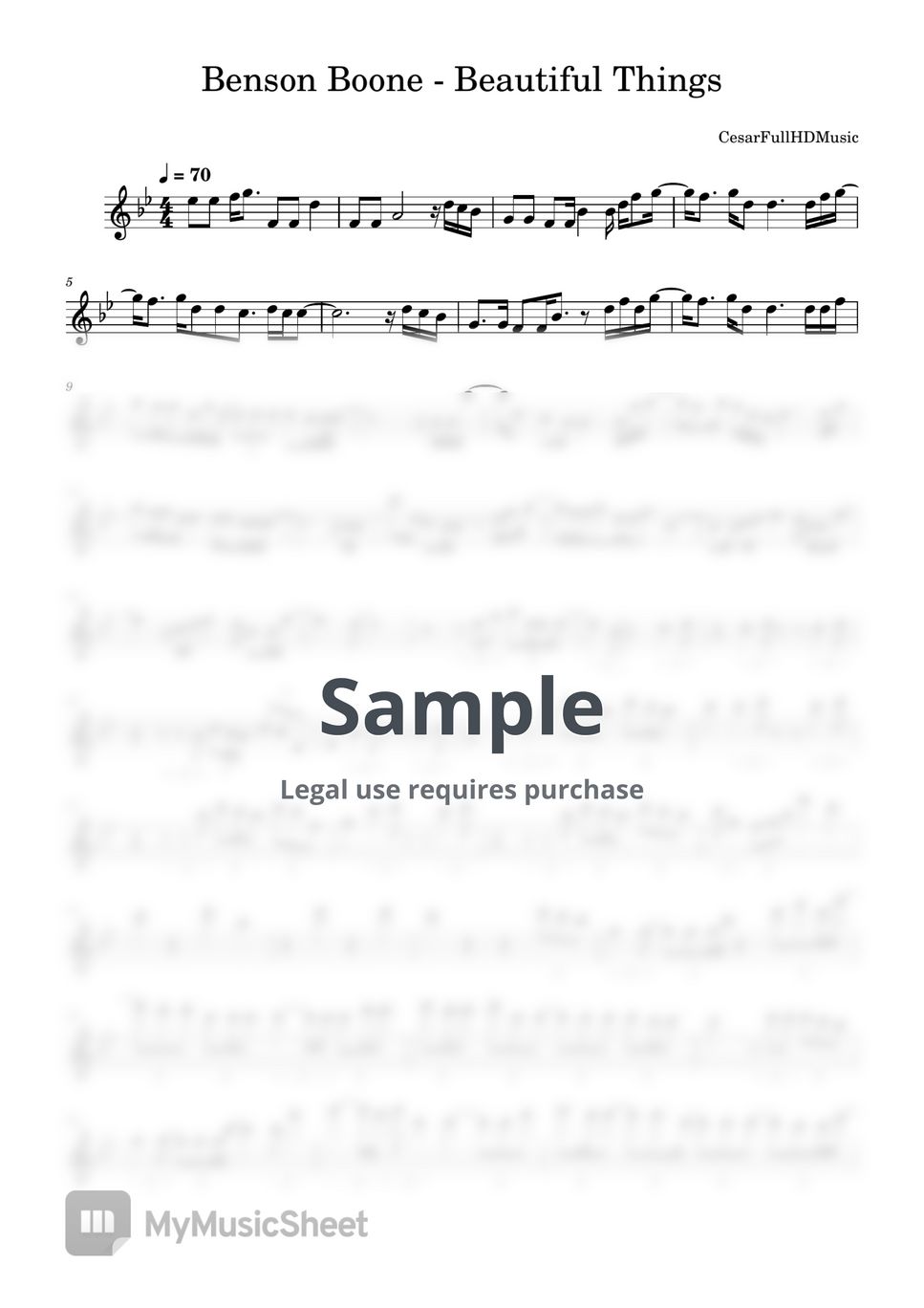 Benson Boone - Beautiful Things Sheet Music