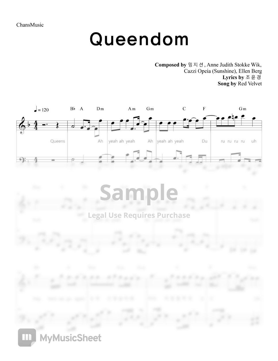 Red Velvet (레드벨벳) - Queendom (Easy Version) Sheets by ChansMusic