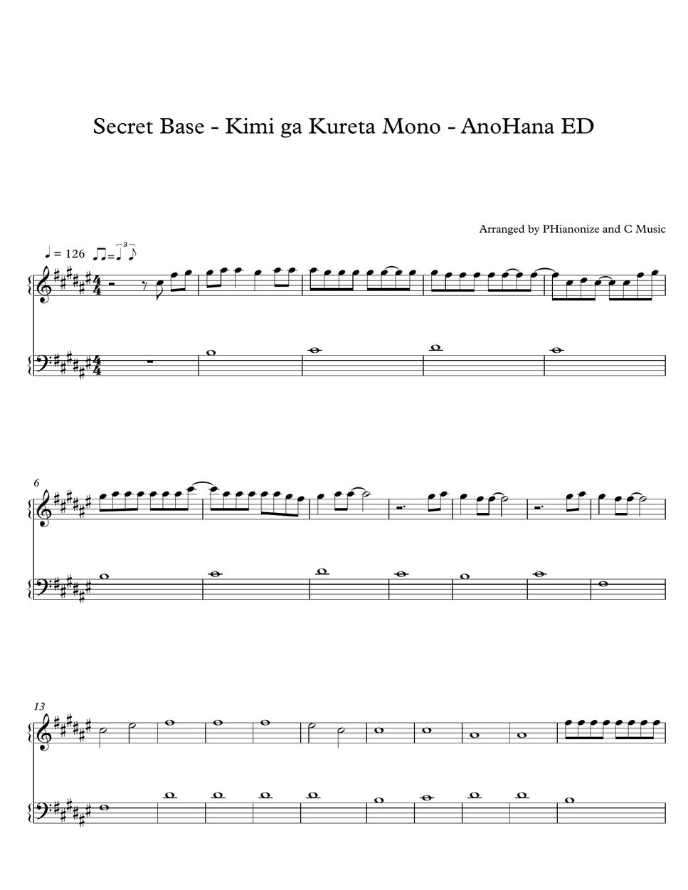 Zone - Secret Base - Kimi ga Kureta Mono - AnoHana ED (Easy Version ...
