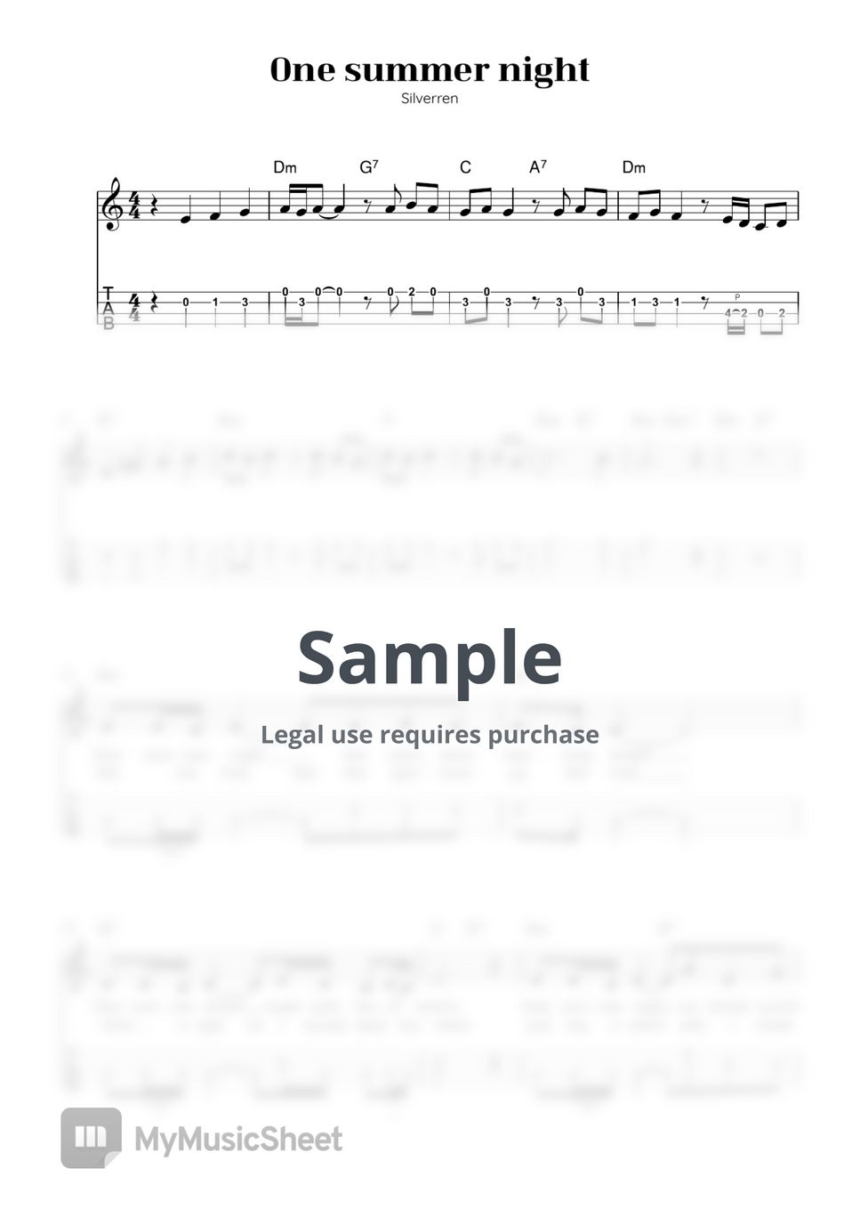 진추하 - One summer night Sheet Music by Silverren실버렌