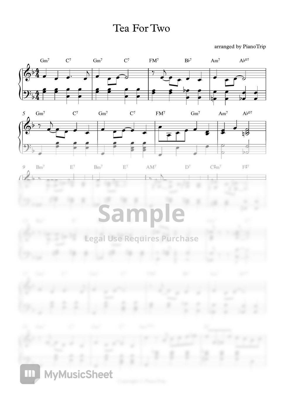 Vincent Youmans - Tea for two (솔로피아노 ver.) Sheet Music by PianoTrip