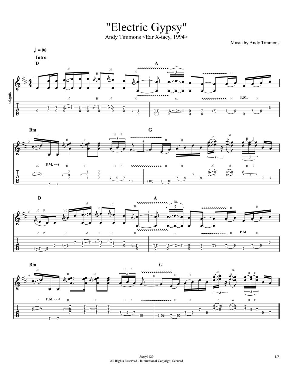 Andy Timmons - Electric Gypsy Tab + 1staff by Jazzy1120